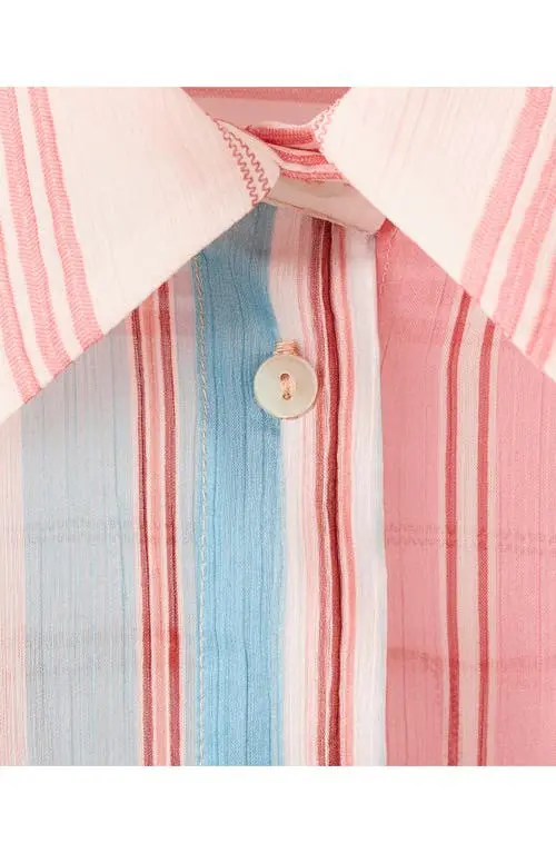 Mango Stripe Tie Hem Shirt