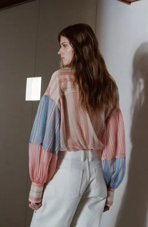 Mango Stripe Tie Hem Shirt
