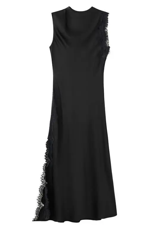 Mango Sleeveless Satin Maxi Dress With Lace Trim