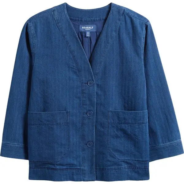 SEASALT CORNWALL Penwerris Denim Chore Jacket - Mid Indigo