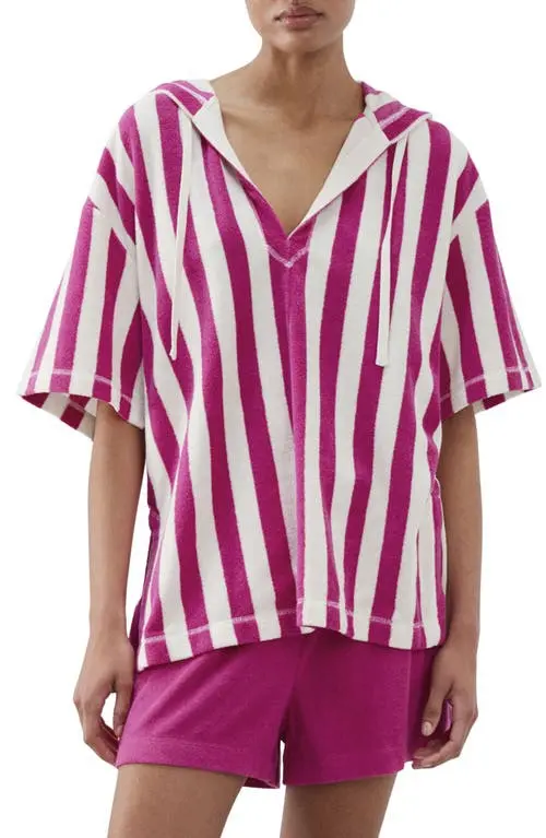 Mango Hooded Cotton Blend Pajama Shirt - Fuchsia