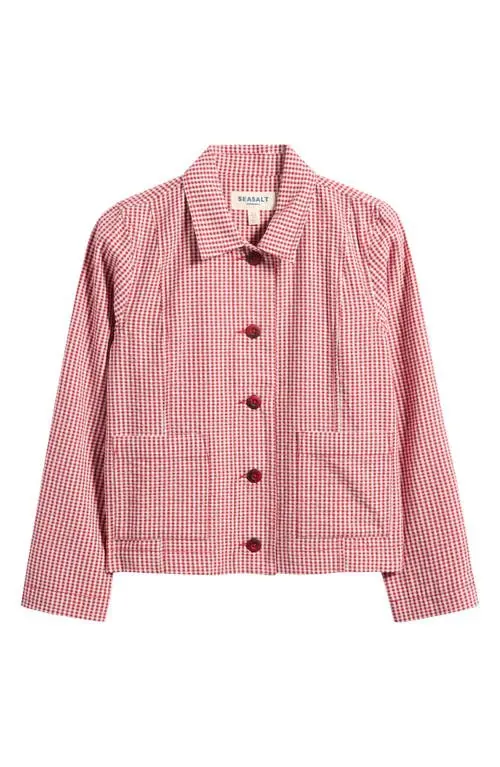 SEASALT CORNWALL Carnon Downs Gingham Organic Cotton Chore Jacket - Gingham Scarlet