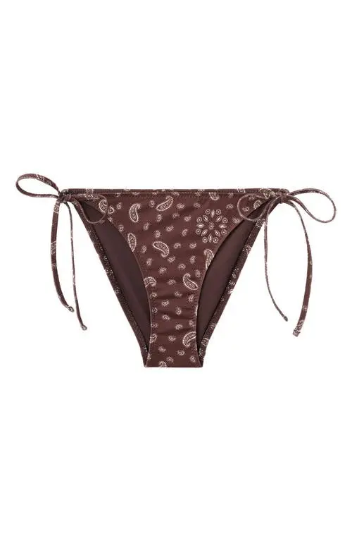 Mango Paisley Print Tie Side Bikini Bottoms - Brown