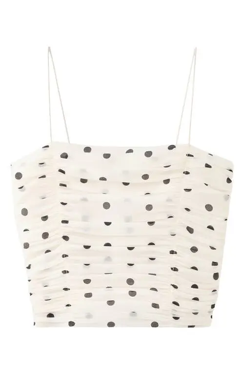 Mango Ruched Dot Camisole - Ecru