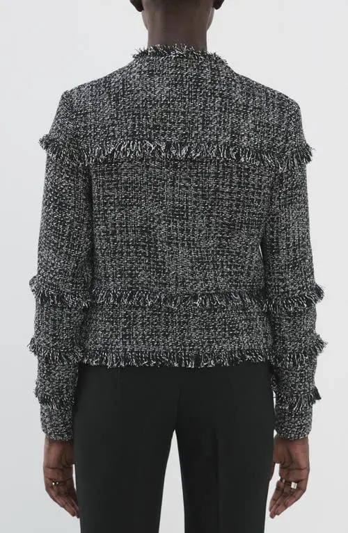 Mango Fray Trim Tweed Jacket
