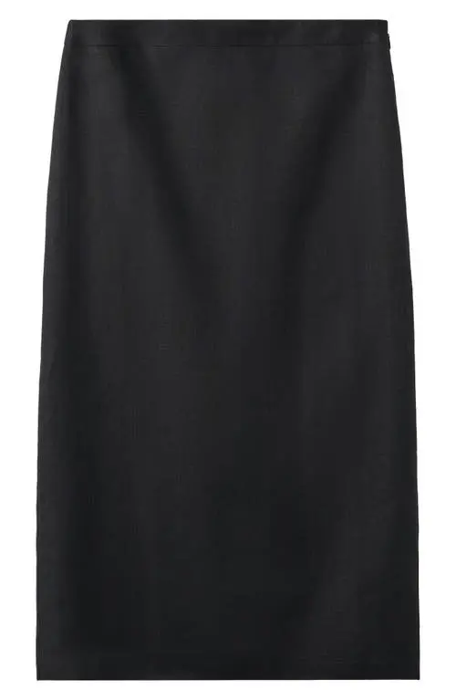 Mango Linen Midi Skirt - Black