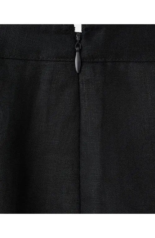 Mango Linen Midi Skirt - Black