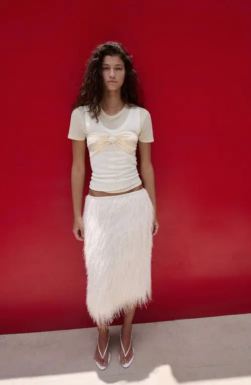Mango Textured Midi Skirt