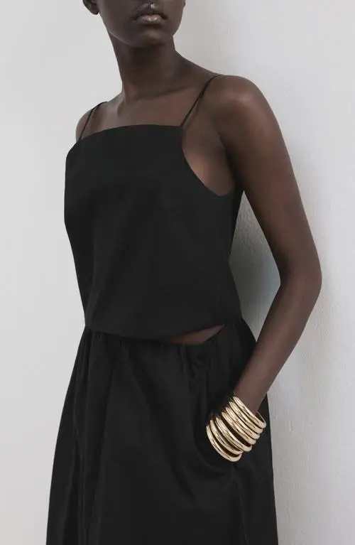 Mango Cotton Cropped Camisole - Black
