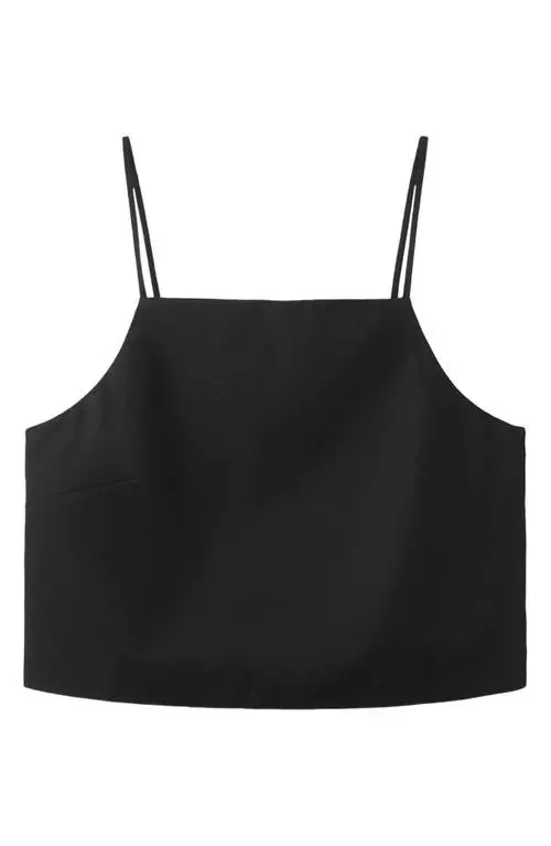 Mango Cotton Cropped Camisole - Black
