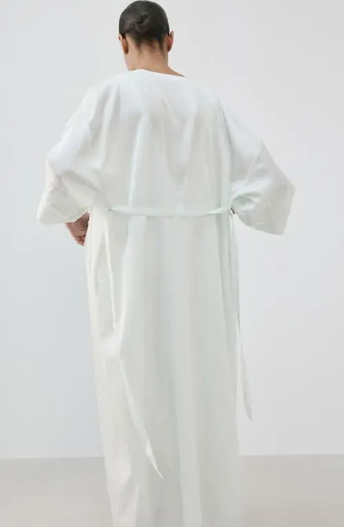 Mango Embroidered Sleeve Satin Robe
