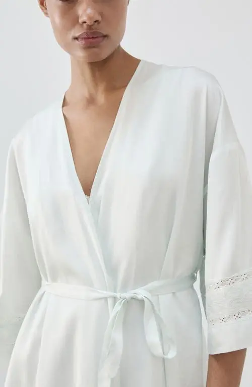 Mango Embroidered Sleeve Satin Robe