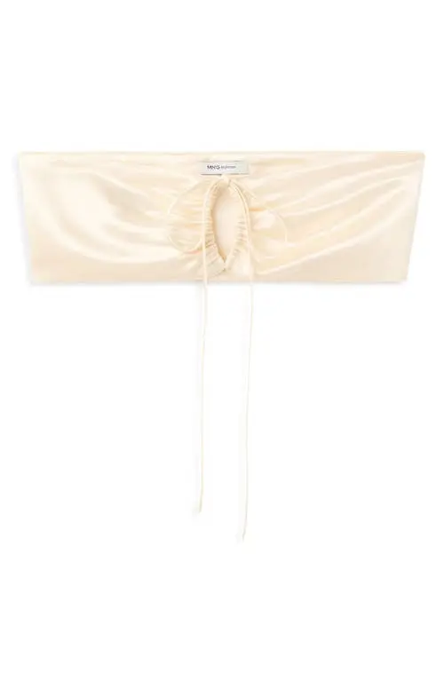 Mango Satin Crop Bandeau Top - Beige