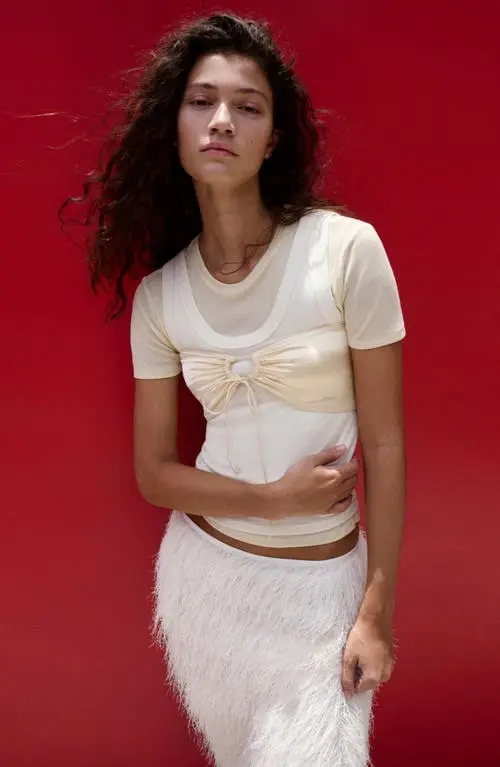 Mango Satin Crop Bandeau Top