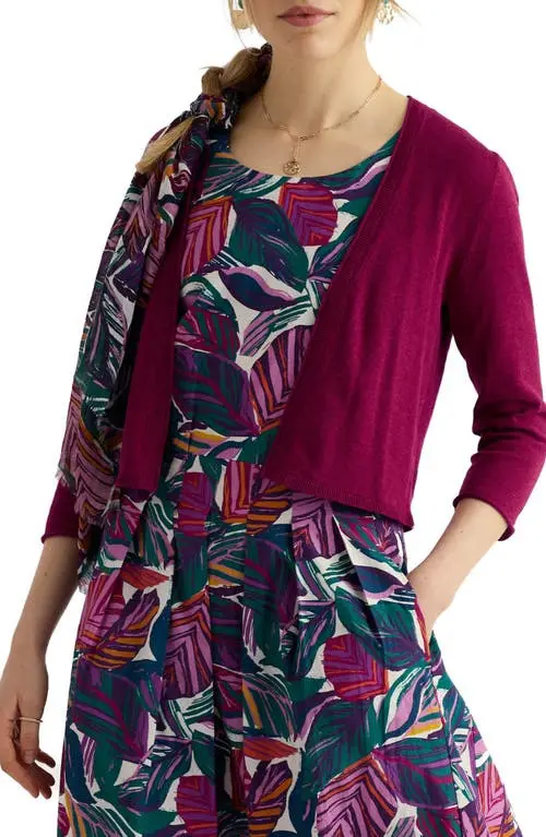 SEASALT CORNWALL Vanessa Open Front Organic Cotton Crop Cardigan - Knit Melange Dark Freesia