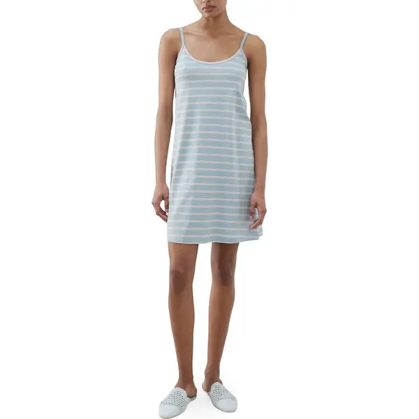 Mango Stripe Sleevless Cotton Nightgown - Blue