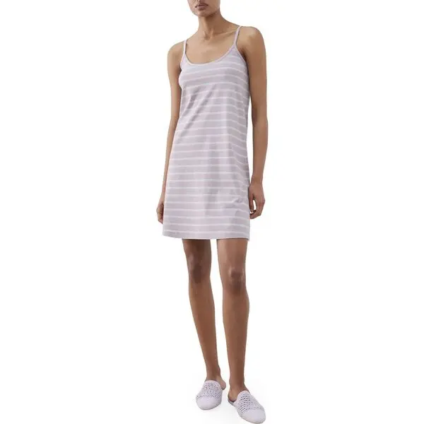 Mango Stripe Sleevless Cotton Nightgown - Purple