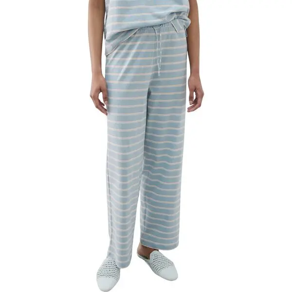 Mango Stripe Cotton Pajama Pants - Blue