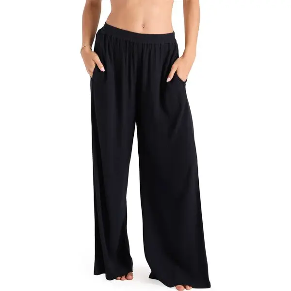 Volcom Stoneshine Junki Wide Leg Cover-up Pants - Black