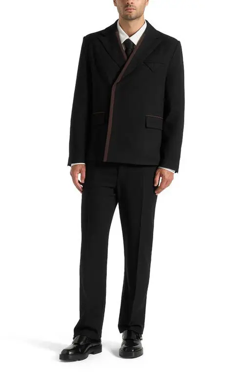 Manière De Voir Alec Double Breasted Suit Jacket With Contrast Lapel