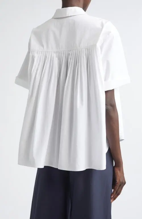 Lafayette 148 New York Organic Cotton Poplin Swing Shirt - White