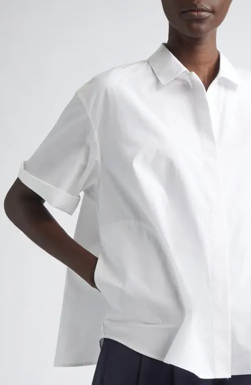 Lafayette 148 New York Organic Cotton Poplin Swing Shirt - White
