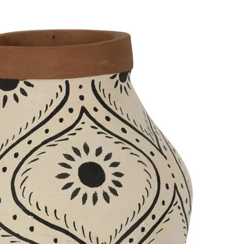 FORESIDE HOME AND GARDEN Natural Handpainted Terracotta Vase