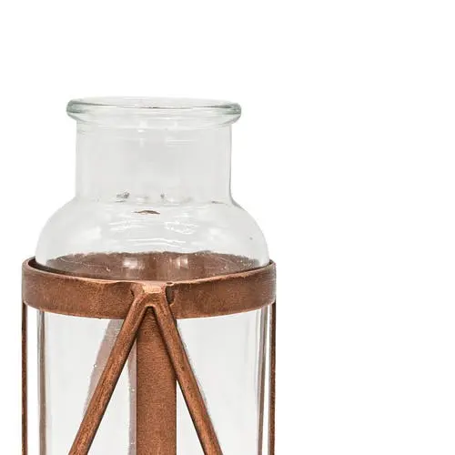 FORESIDE HOME AND GARDEN Rust Metal Frame With Glass Bud Vase