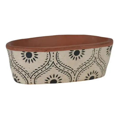 FORESIDE HOME AND GARDEN Natural Handpainted Terracotta Vase