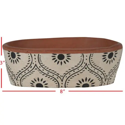FORESIDE HOME AND GARDEN Natural Handpainted Terracotta Vase