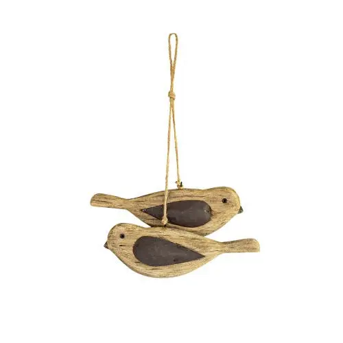 FORESIDE HOME AND GARDEN Carved Bird With Pillowed Wings Decorative Accent Wood Metal & Jute - Brown