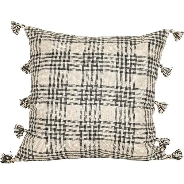FORESIDE HOME AND GARDEN Remi Plaid Decorative Indoor/outdoor Accent Throw Pillow - Gray