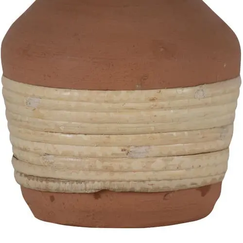 FORESIDE HOME AND GARDEN Natural Handthrown Terracotta & Rattan Bud Vase