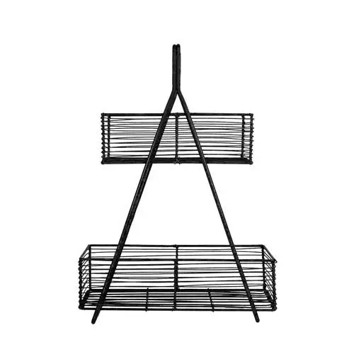 FORESIDE HOME AND GARDEN Two Tiered Baskets Metal