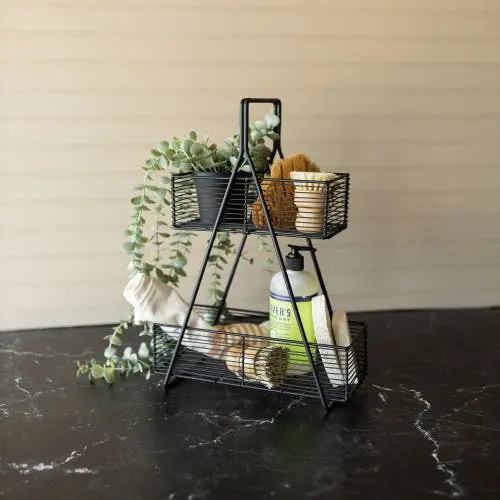 FORESIDE HOME AND GARDEN Two Tiered Baskets Metal