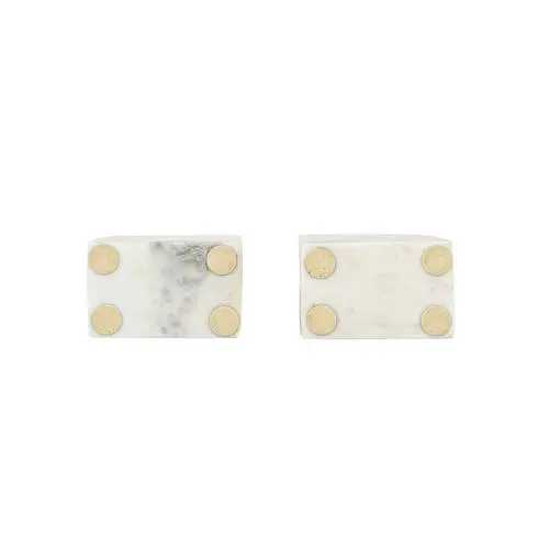 FORESIDE HOME AND GARDEN 7" X 9" Large Premium Luxury Marble Stone Decorative Arch Bookends