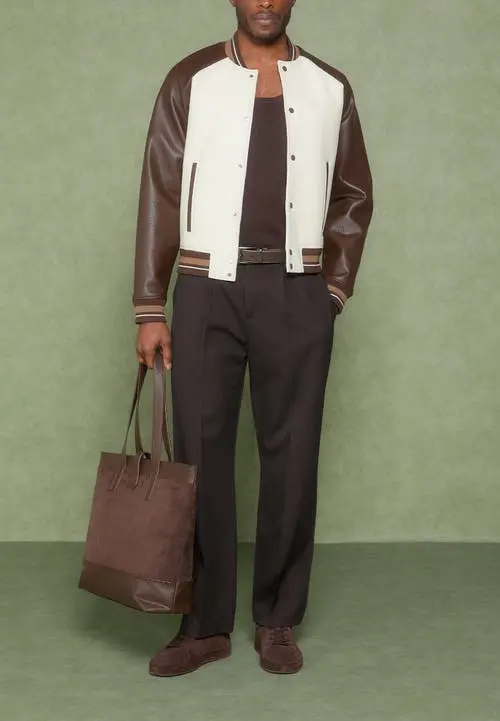 Manière De Voir Guy Contrast Leather Bomber Jacket