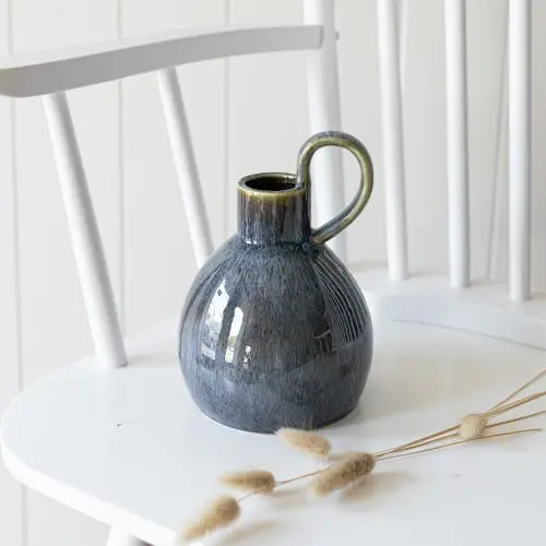 FORESIDE HOME AND GARDEN Oversized Handle Pitcher Vase Porcelain