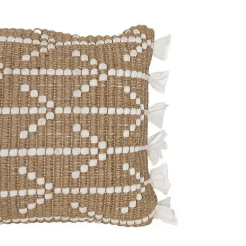 FORESIDE HOME AND GARDEN Geometric Arrow Lumbar Pillow Polyester Jute & Cotton With Polyester Fill