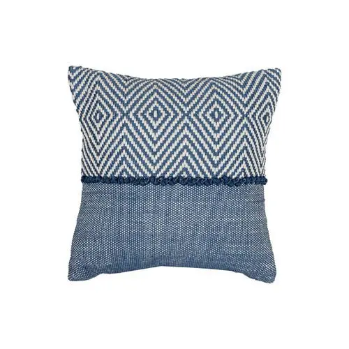 FORESIDE HOME AND GARDEN Outdoor Geometric Filled Throw Pillow, 18" X 18" - Blue