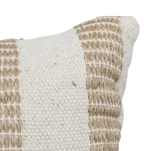 FORESIDE HOME AND GARDEN Tan Outer Striped Handwoven Filled Pillow
