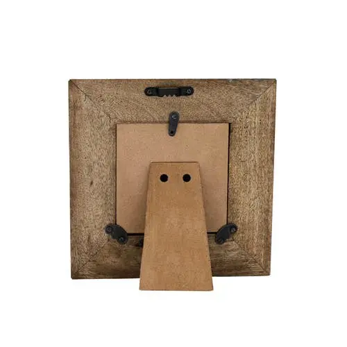 FORESIDE HOME AND GARDEN 4x4 Black Diamond Picture Frame Mango Wood Mdf & Glass