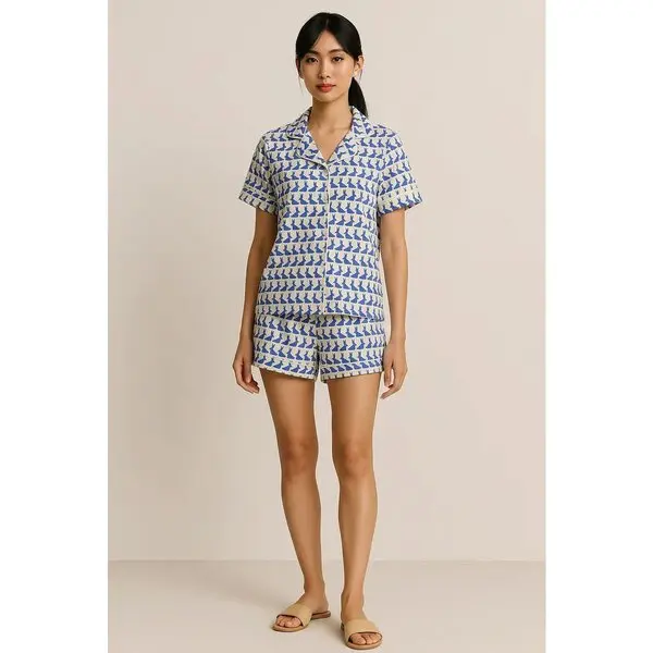 RO'S GARDEN Cora Short Pajama Set - Blue Usagi