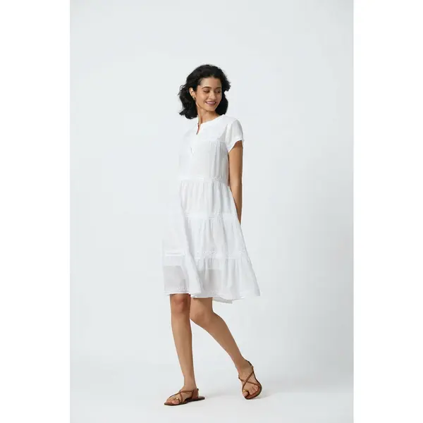 RO'S GARDEN Melanie Short Dress - White Solid