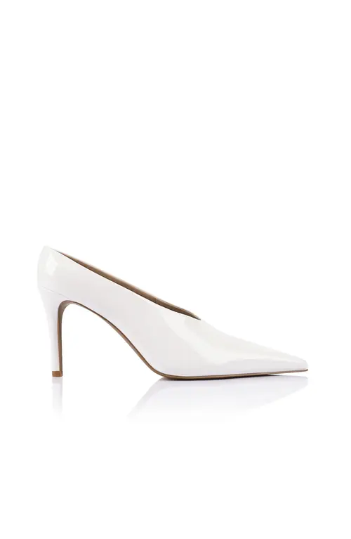 LANA WILKINSON Ariana Patent Leather Stiletto Mule - White
