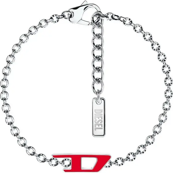 DIESEL® Logo Pendant Bracelet - Silver
