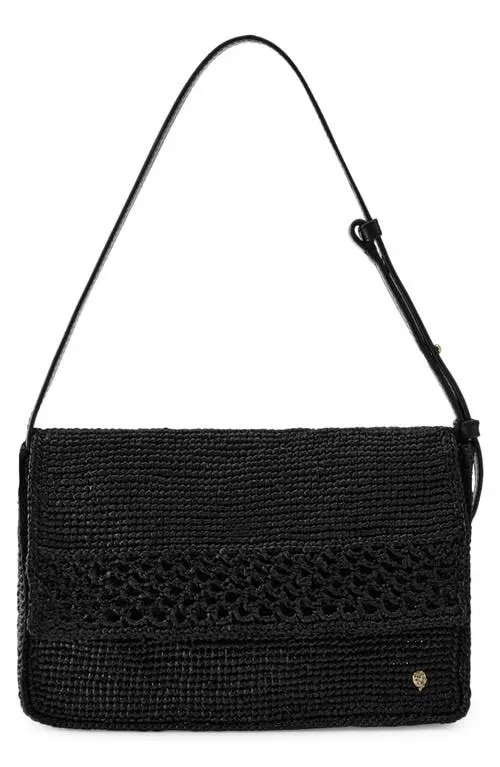 Helen Kaminski Poppy Crochet Raffia Shoulder Bag - Charcoal