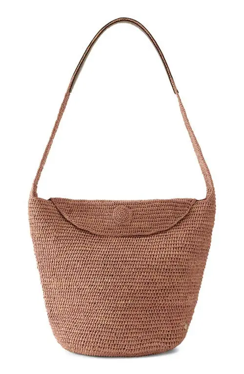 Helen Kaminski Yala Crochet Raffia Shoulder Bag - Petal/chocolate