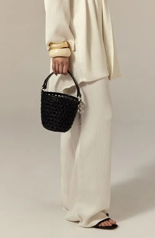 Helen Kaminski Ama Braided Raffia Bucket Bag - Charcoal