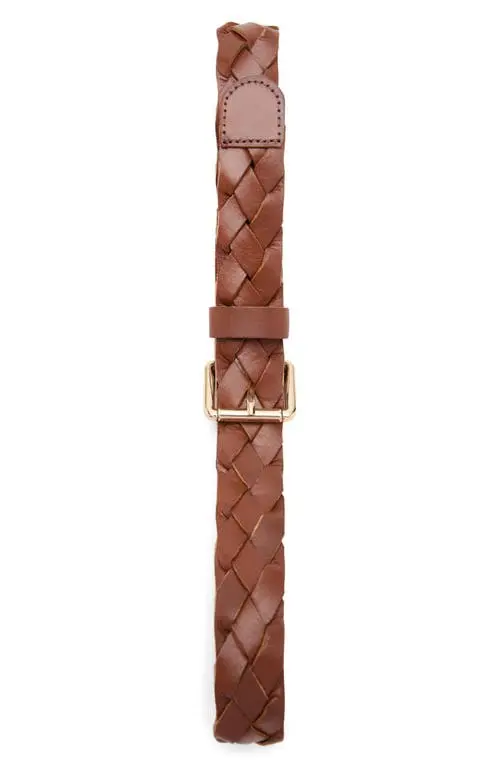 Mango Braided Leather Belt With Square Buckle